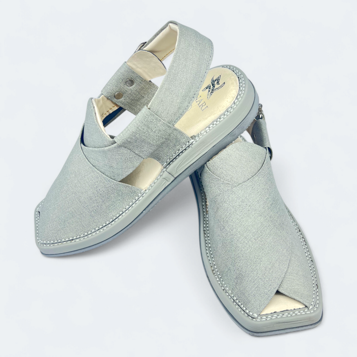 Kaptan Lightweight Medicated Chappal Genuine White Fabric Texture – Fenari